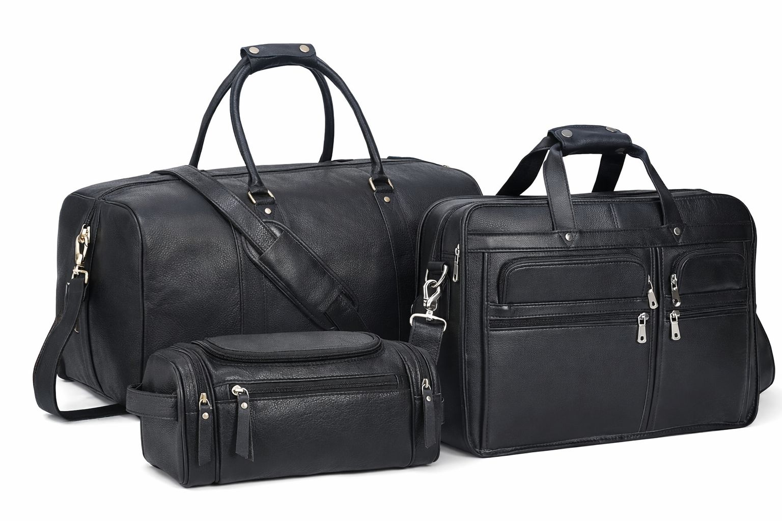 Premium Black Buffalo Leather Travel & Work Combo Set – Emerson Leather ...